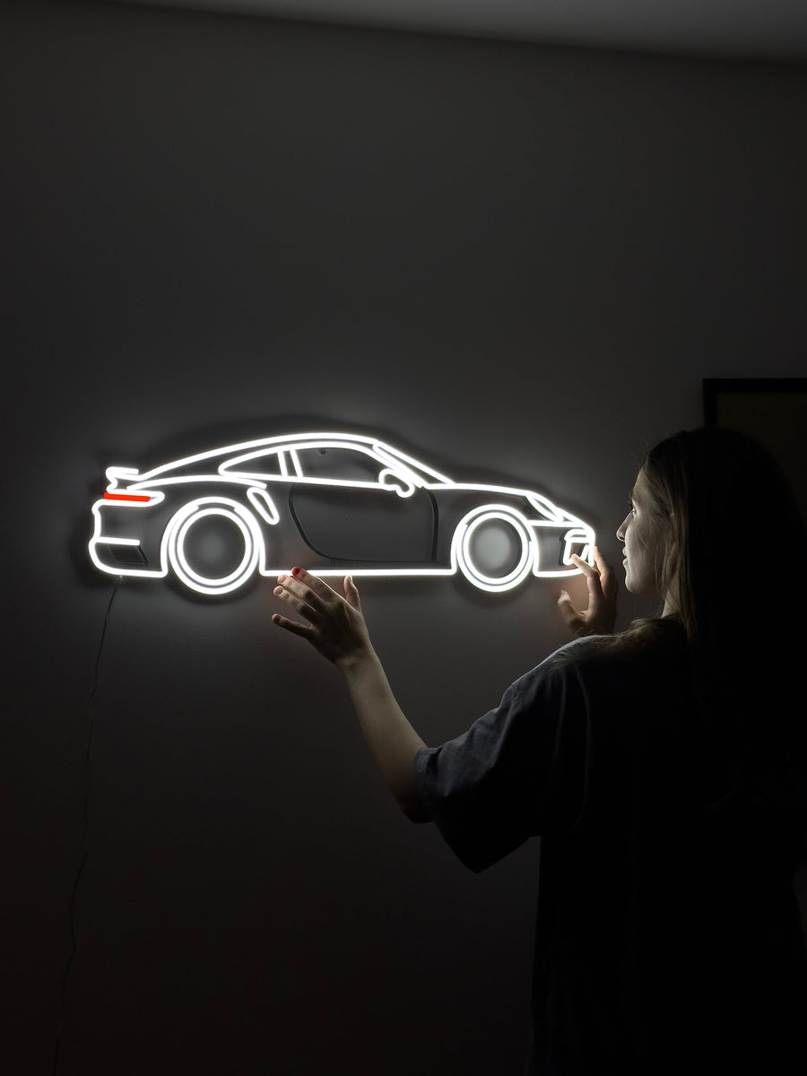 911 side neon sign, custom car